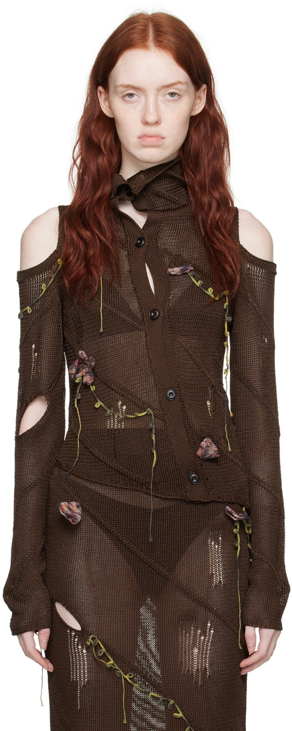 Acne Studios Brown Flower Cardigan Acne Studios
