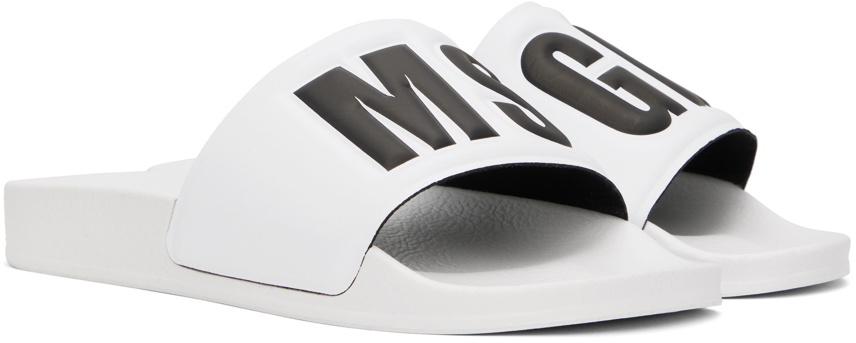 MSGM White Maxi Logo Slides MSGM