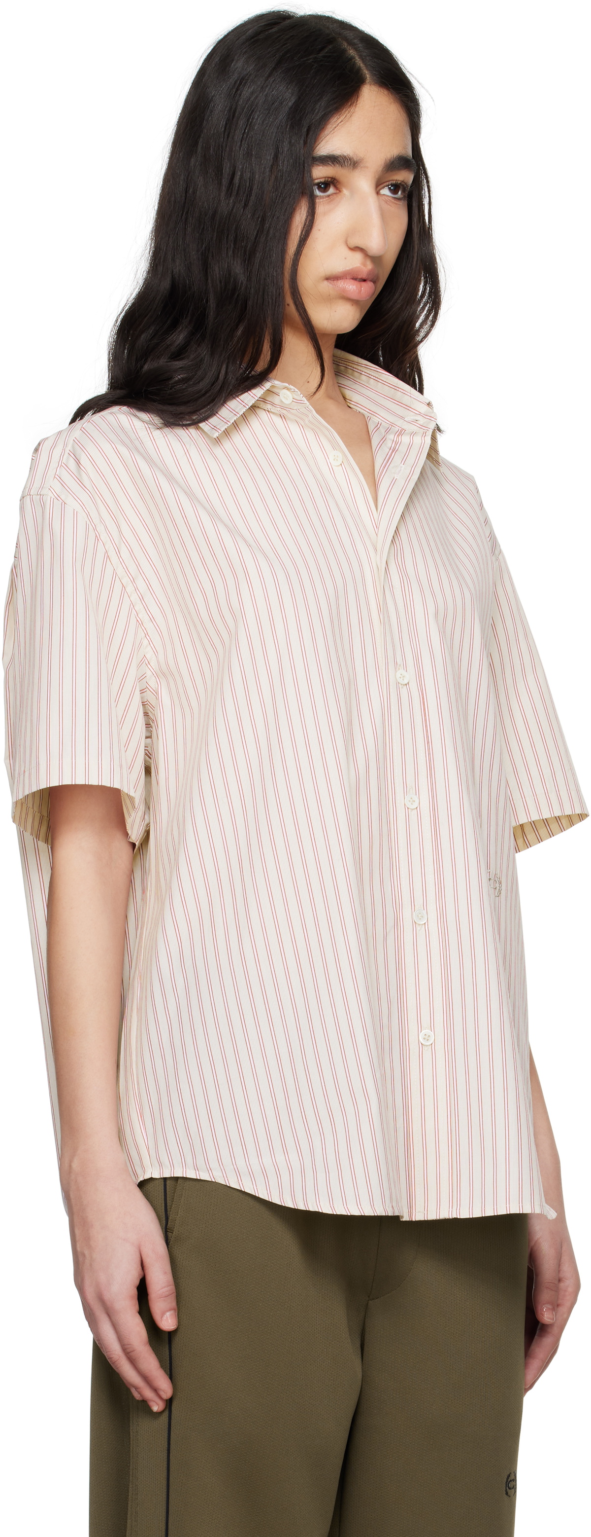 Commission Off-White & Red Banker Short Sleeve Shirt Commission