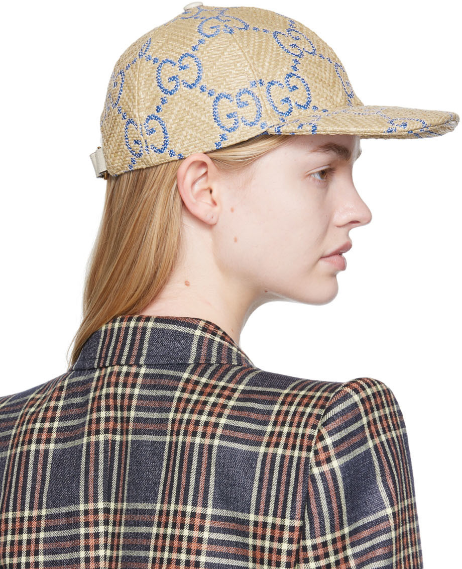 Gucci Beige Raffia Effect GG Cap Gucci