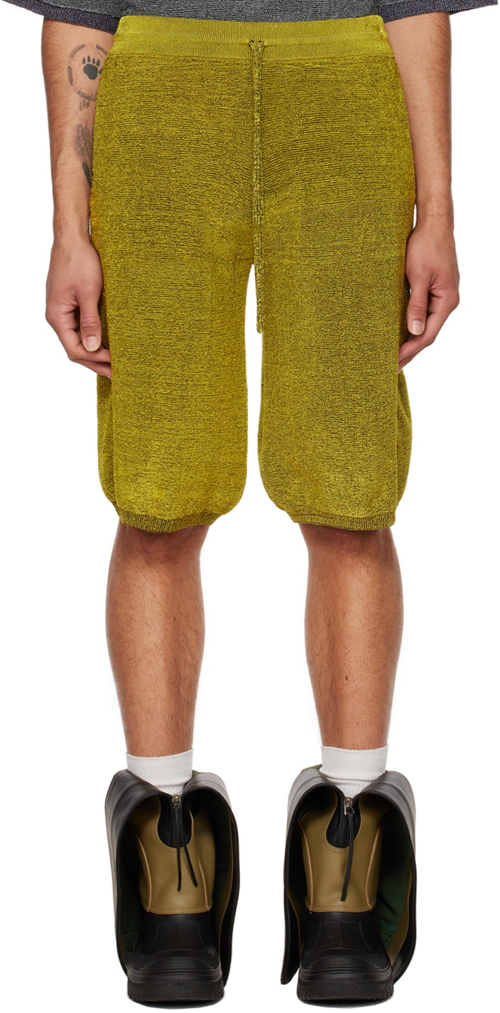 Isa Boulder SSENSE Exclusive Green & Khaki Flashy Reversible Shorts Isa ...