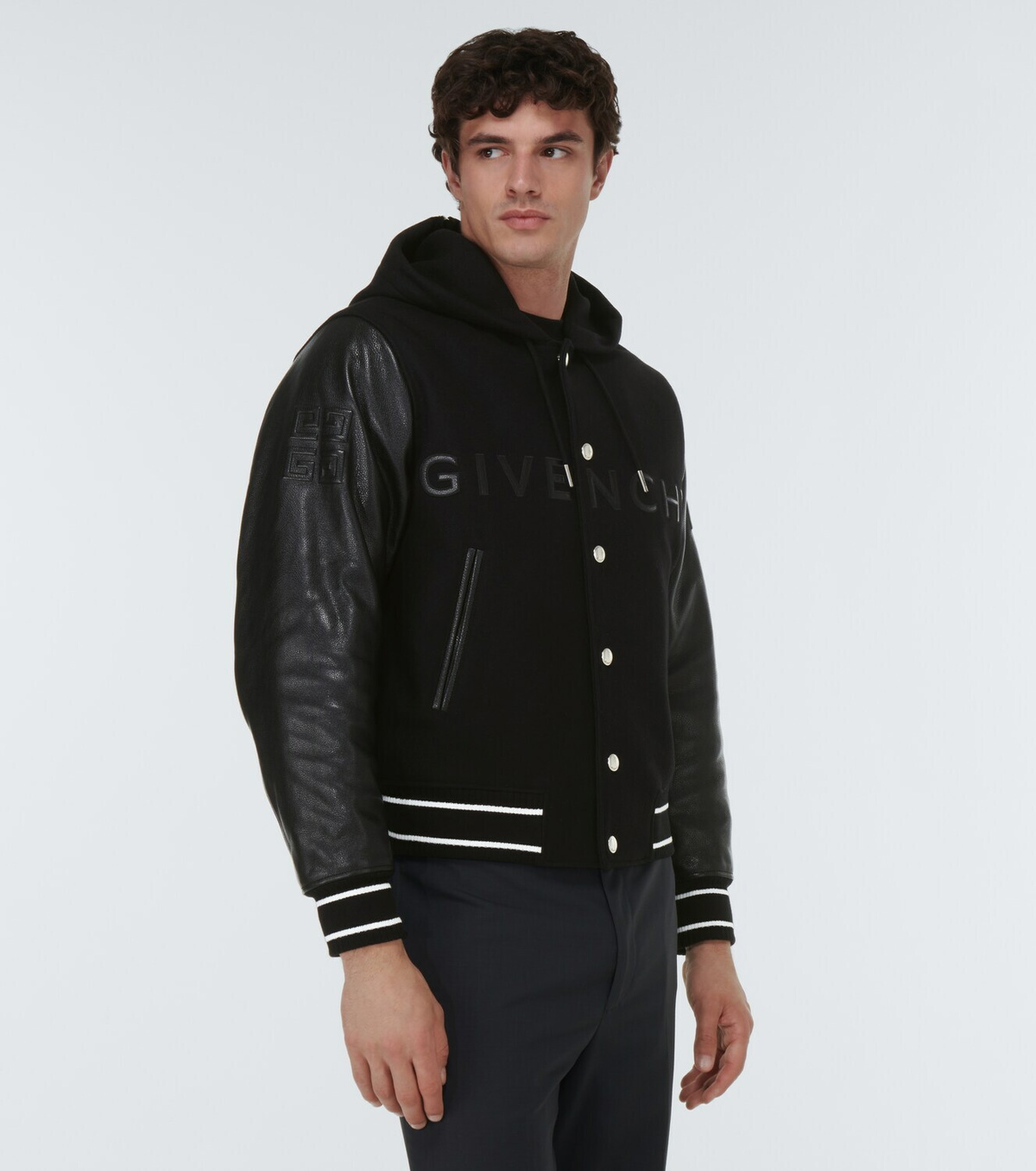 Givenchy Logo leather-trimmed varsity jacket Givenchy