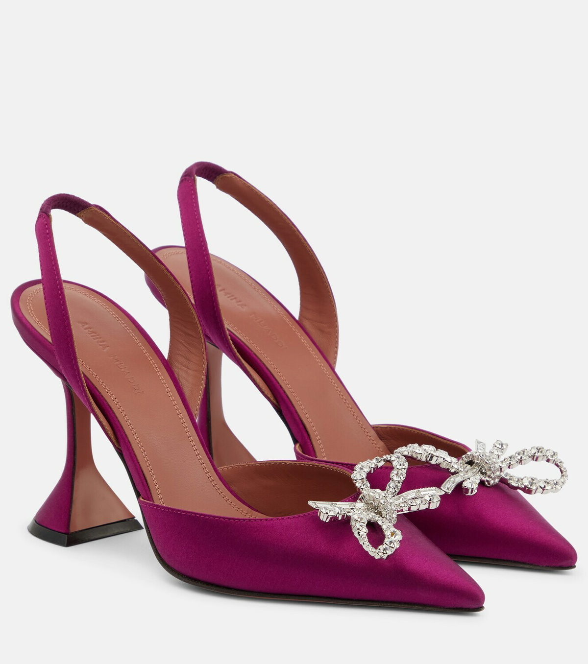 Amina Muaddi - Rosie satin slingback pumps Amina Muaddi