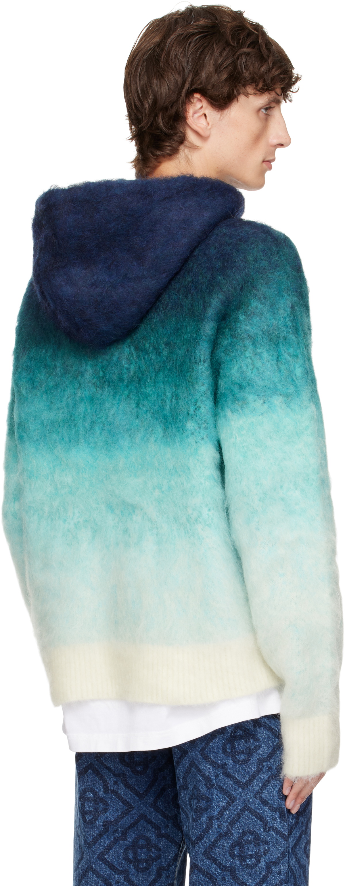 Casablanca Blue Gradient Mohair Hoodie Casablanca