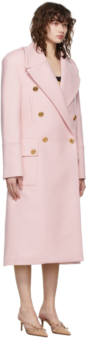 Balmain Pink Double-Breasted Wool Coat Balmain