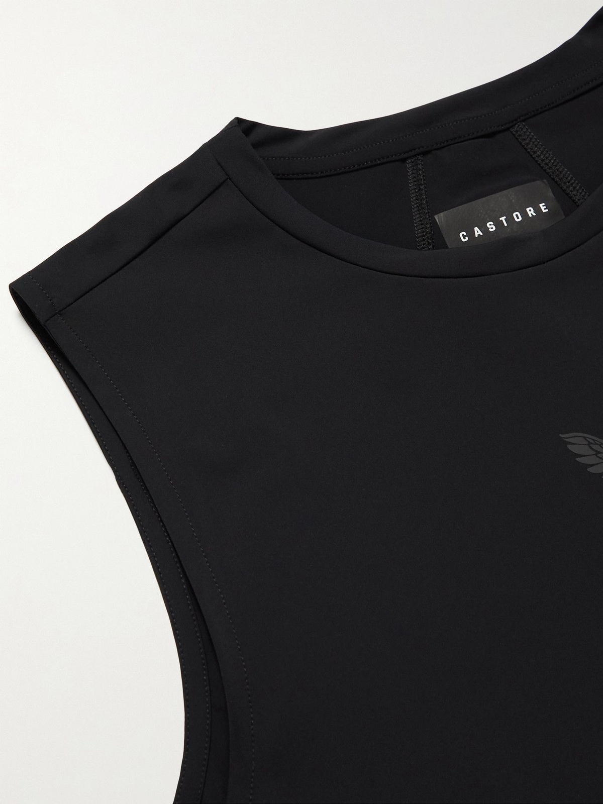 CASTORE - Logo-Print Perforated Stretch-Jersey Vest - Black CASTORE