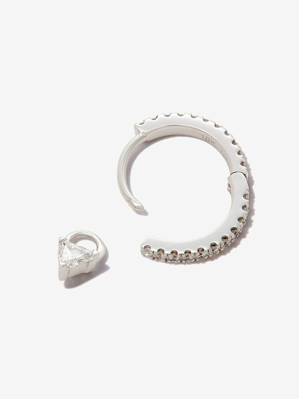 MARIA TASH 18K White Gold Diamond Triangle Charm Maria Tash