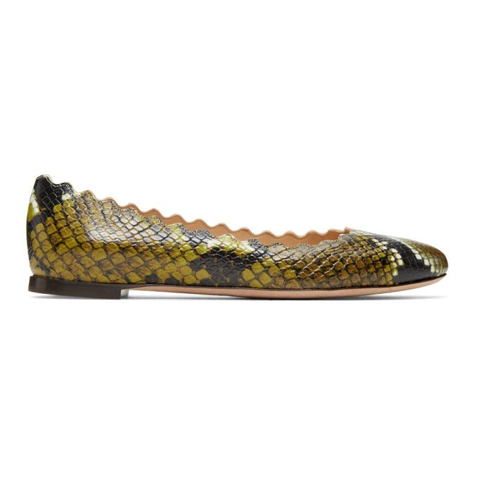 Chloe Brown Python Lauren Ballerina Flats Chloe