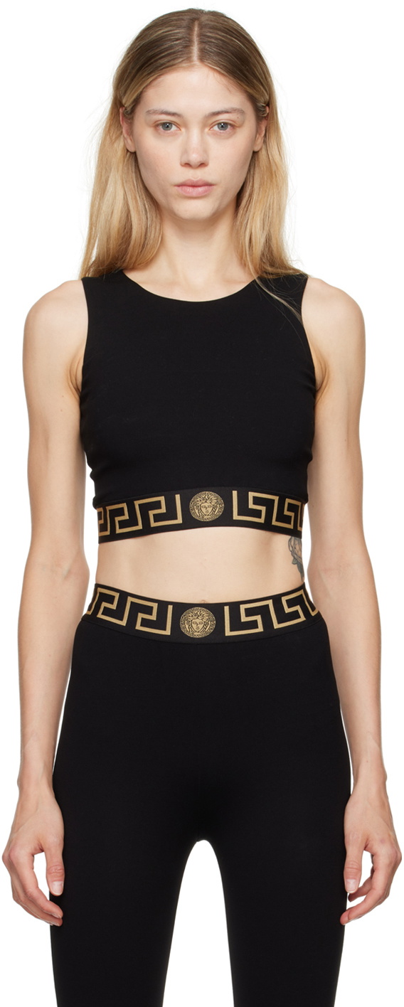 Versace Underwear Black Greca Border Sport Bra Versace Underwear