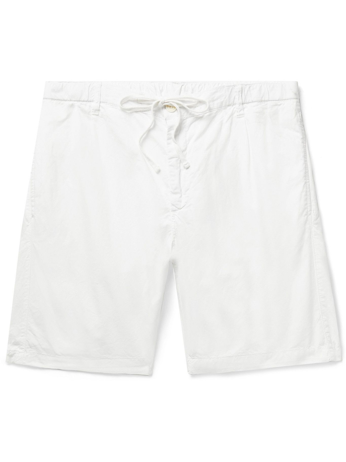 Hartford - Tank Pleated Cotton-Twill Drawstring Shorts - White Hartford