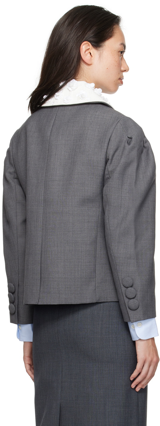 SHUSHU/TONG Gray Embellished Lapel Collar Jacket Shushu/Tong