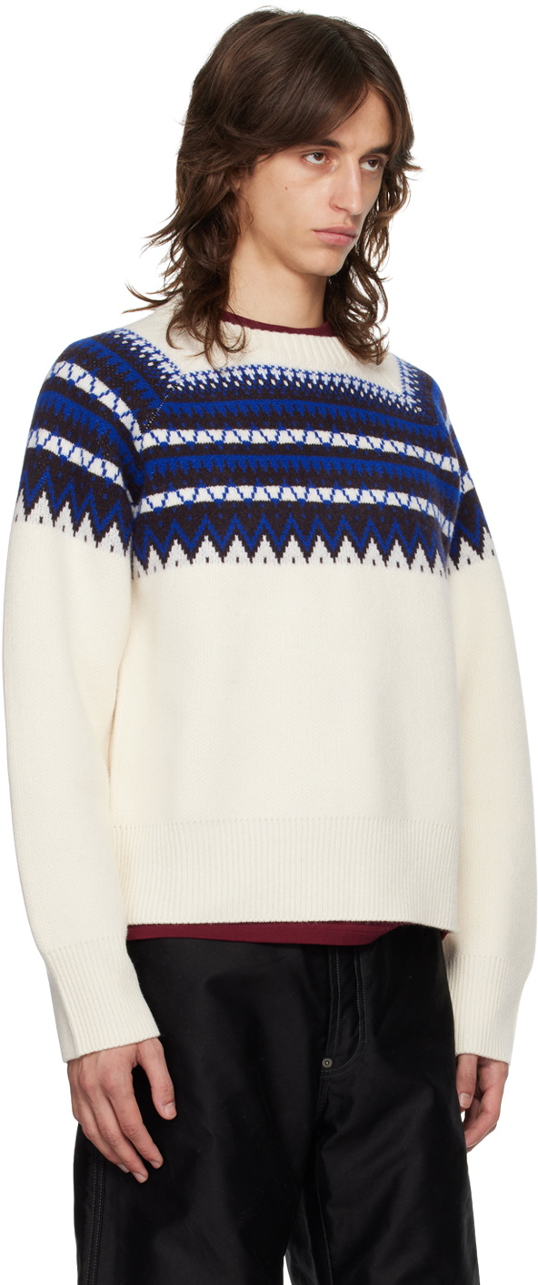 Wales Bonner Off-White Mist Fair Isle Sweater Wales Bonner
