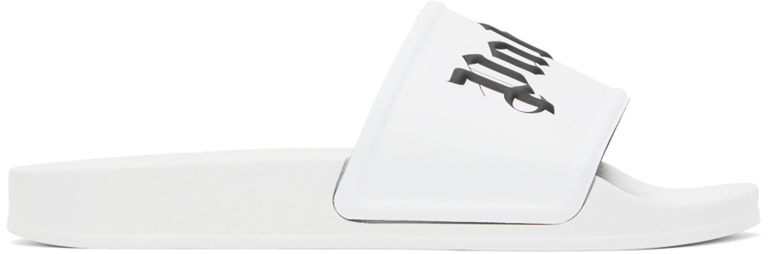 Palm Angels White Embossed Slides Palm Angels