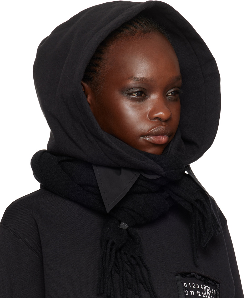 MM6 Maison Margiela Black Hooded Scarf MM6 Maison Margiela