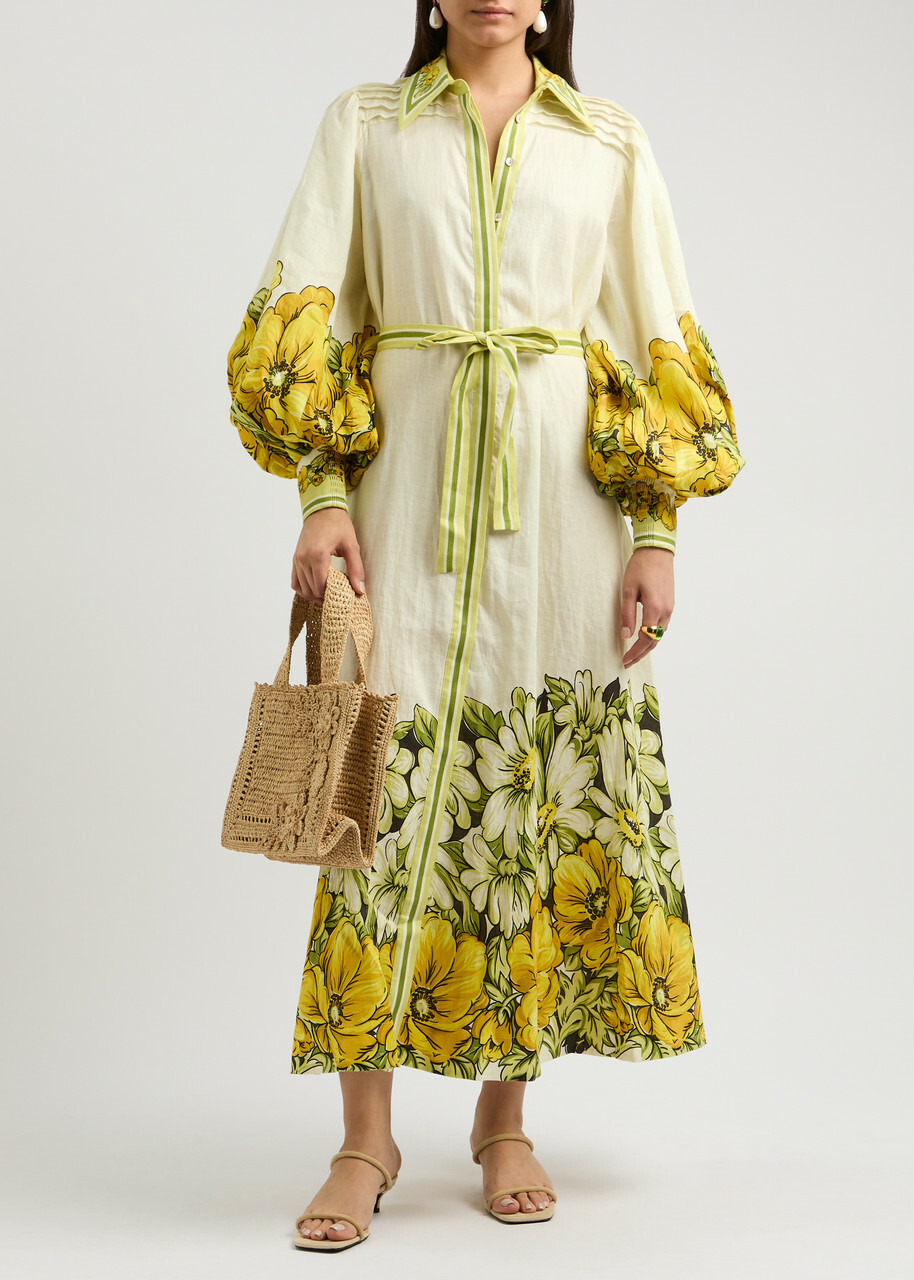 Alemais Gisela Floral-print Linen Maxi Shirt Dress Multicoloured ALÉMAIS