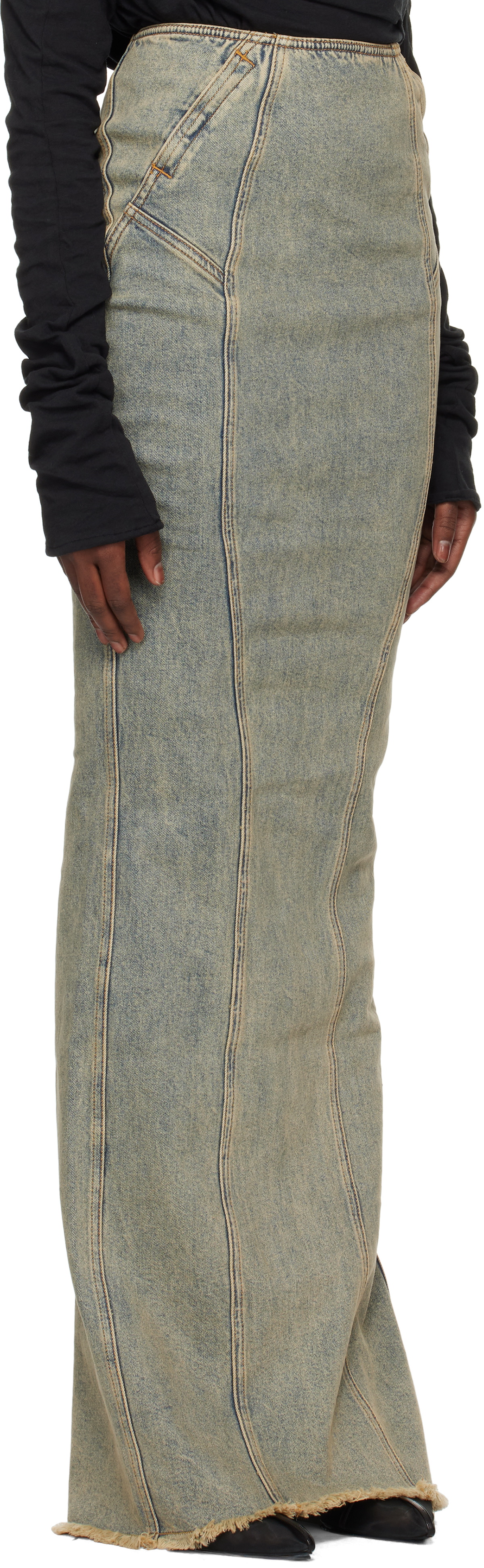 Entire Studios Blue Channel Denim Maxi Skirt Entire Studios