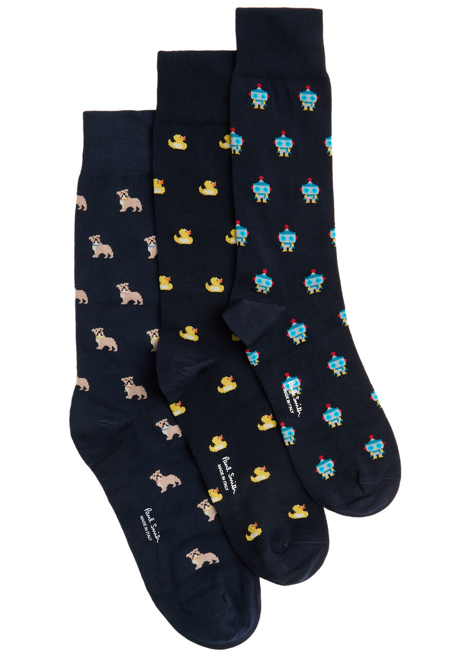 Paul Smith Novelty Cotton-blend Socks - set of Three - Blue - One Size ...