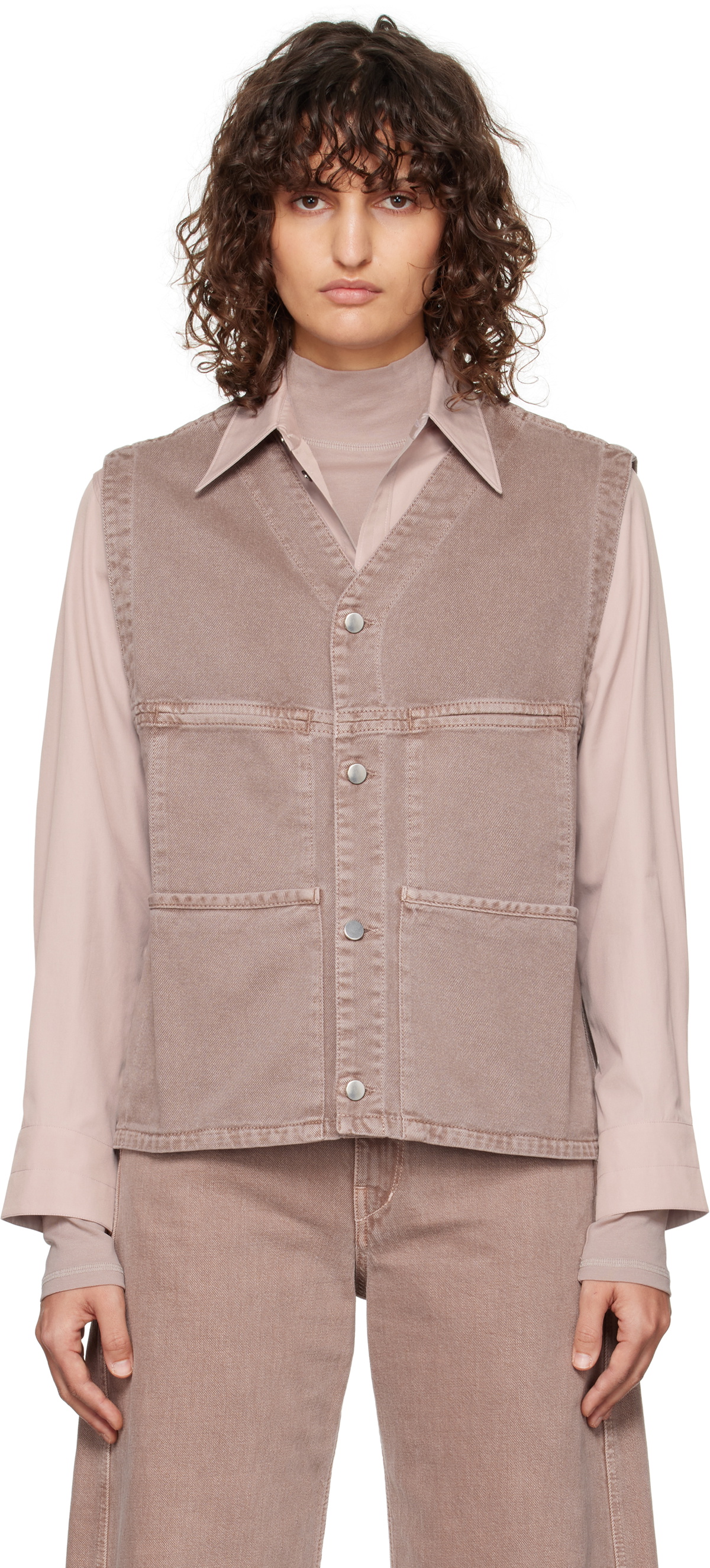 LEMAIRE Purple Garment-Dyed Denim Vest Lemaire