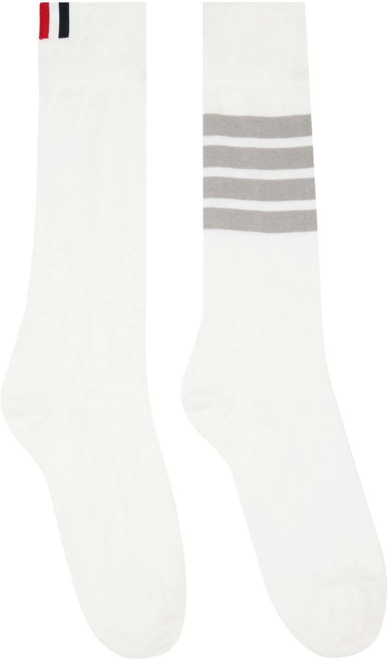 Thom Browne White 4-Bar Socks Thom Browne