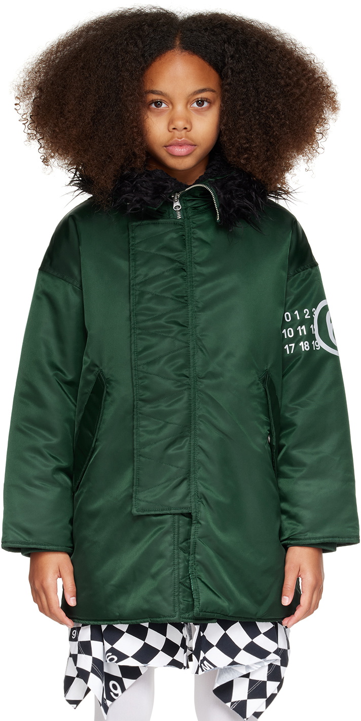 MM6 Maison Margiela Kids Green Padded Coat MM6 Maison Margiela