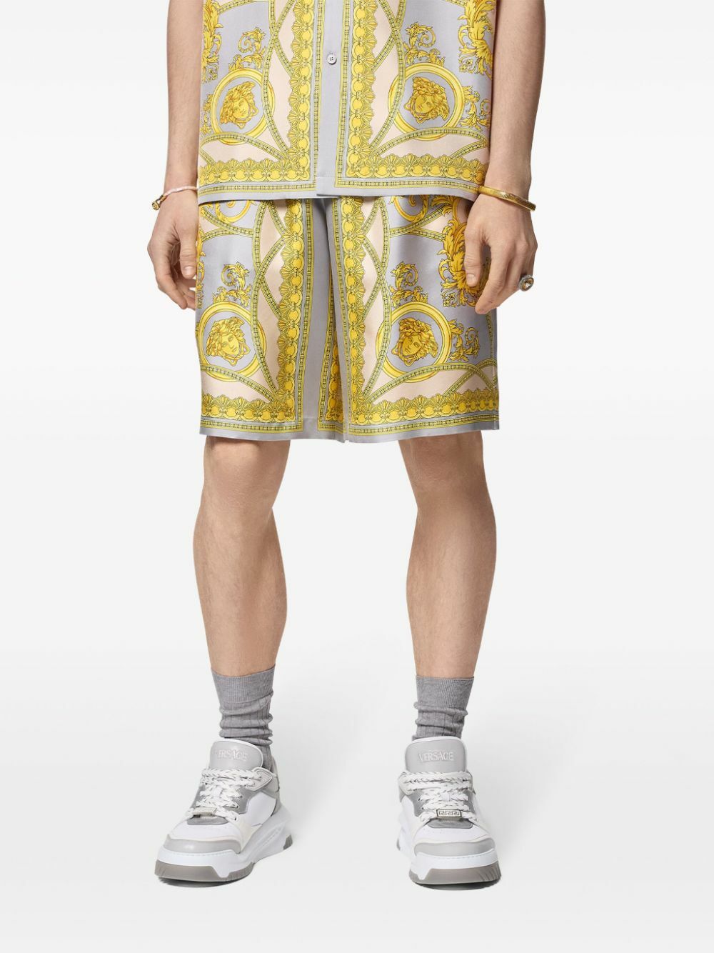 VERSACE - Barocco Print Silk Shorts Versace