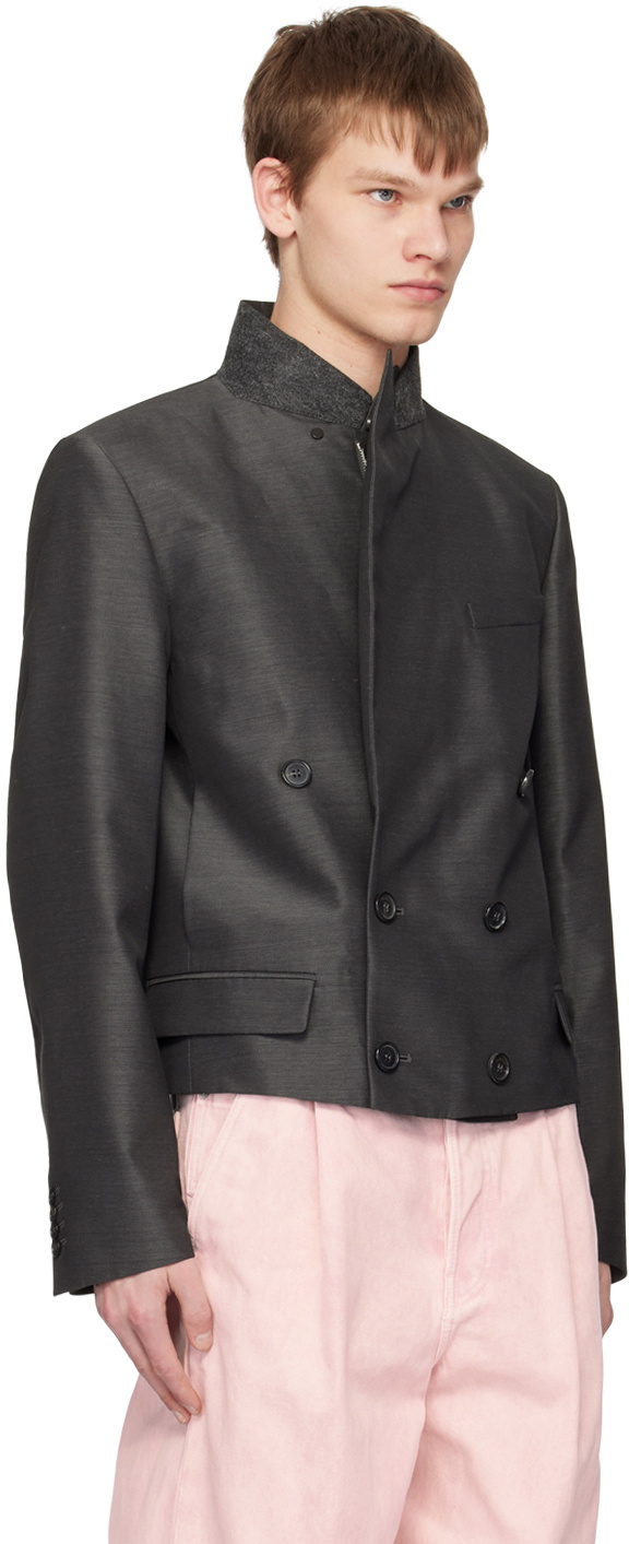 JW Anderson Gray Double-Breasted Blazer JW Anderson