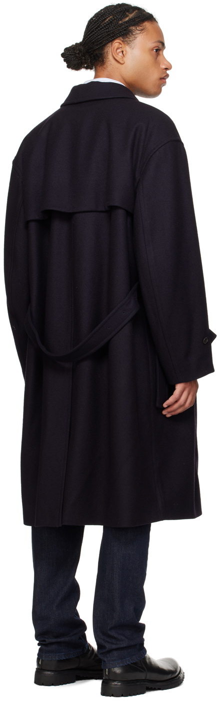 Bally Navy Belted Coat Bally