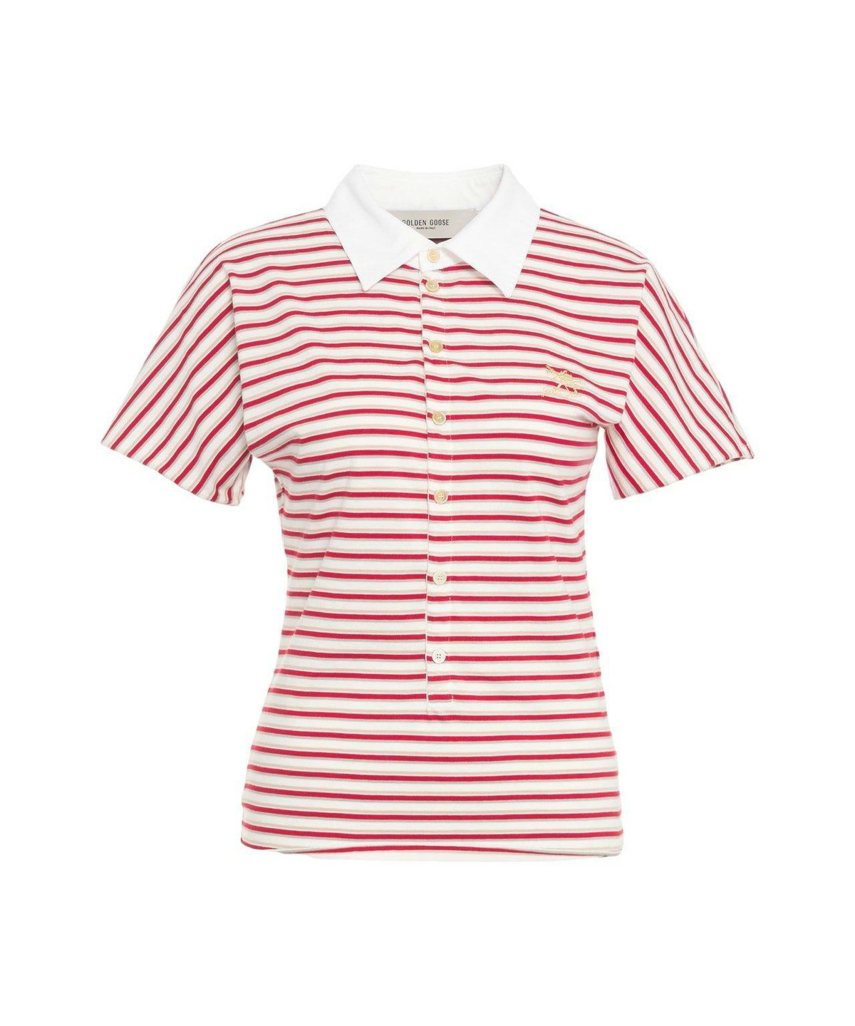 Golden Goose Logo Embroidered Striped Polo Top Golden Goose Deluxe Brand