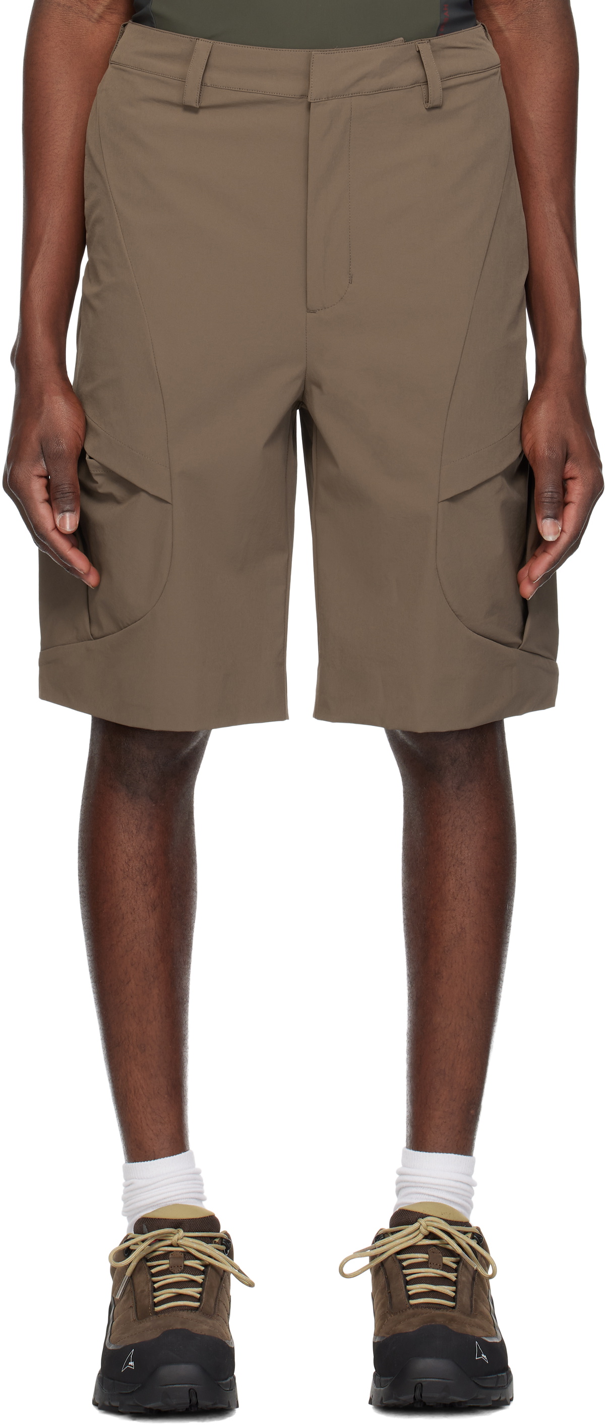 J EONGL I SSENSE Exclusive Brown Nylon Cargo Shorts