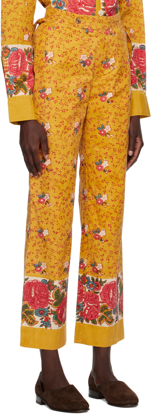 Bode Yellow Blooming Border Trousers Bode