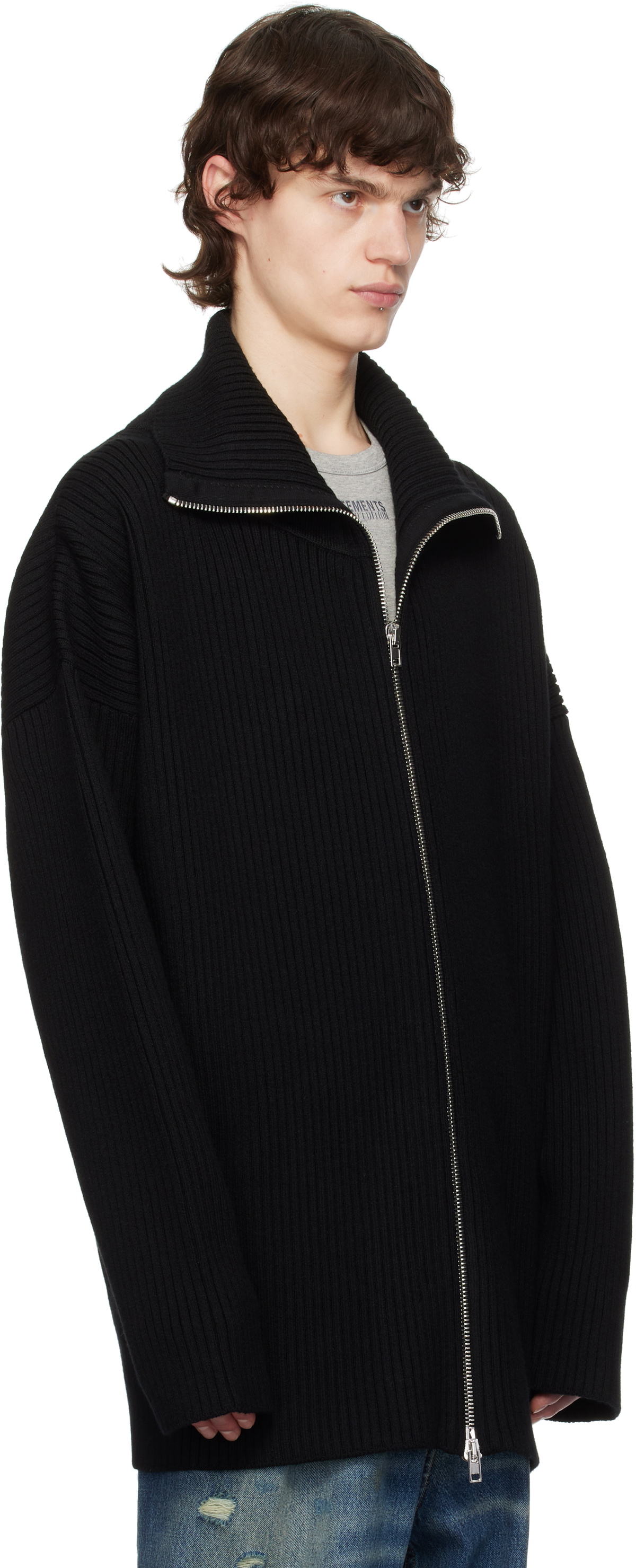 VETEMENTS Black Zip-Up Sweater Vetements