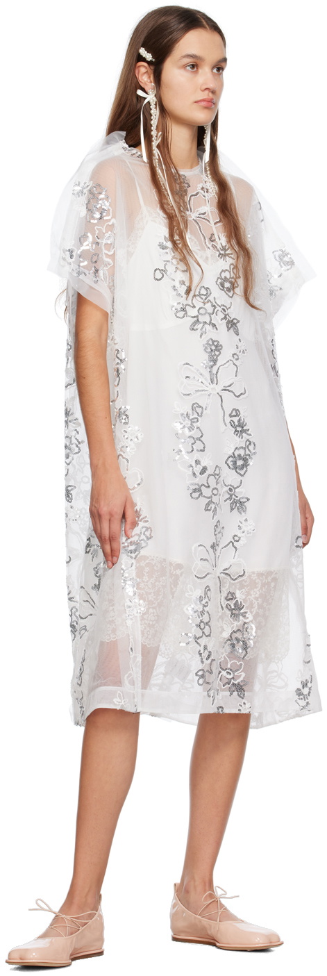 Simone Rocha White Sequinned Midi Dress Simone Rocha