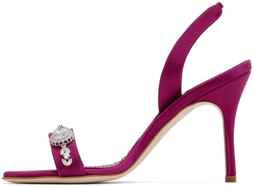 Manolo Blahnik Pink Lamisan Heeled Sandals Manolo Blahnik