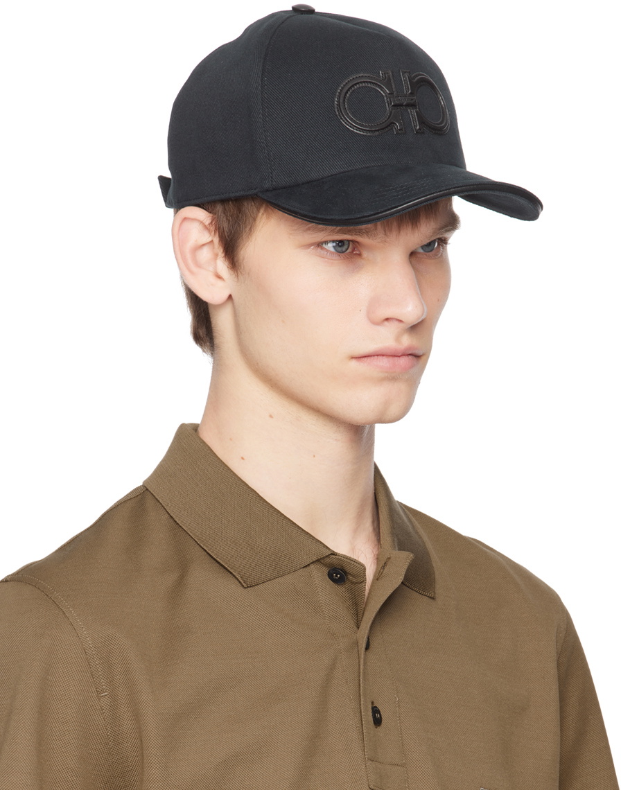 Ferragamo Black Double Gancini Baseball Cap Salvatore Ferragamo