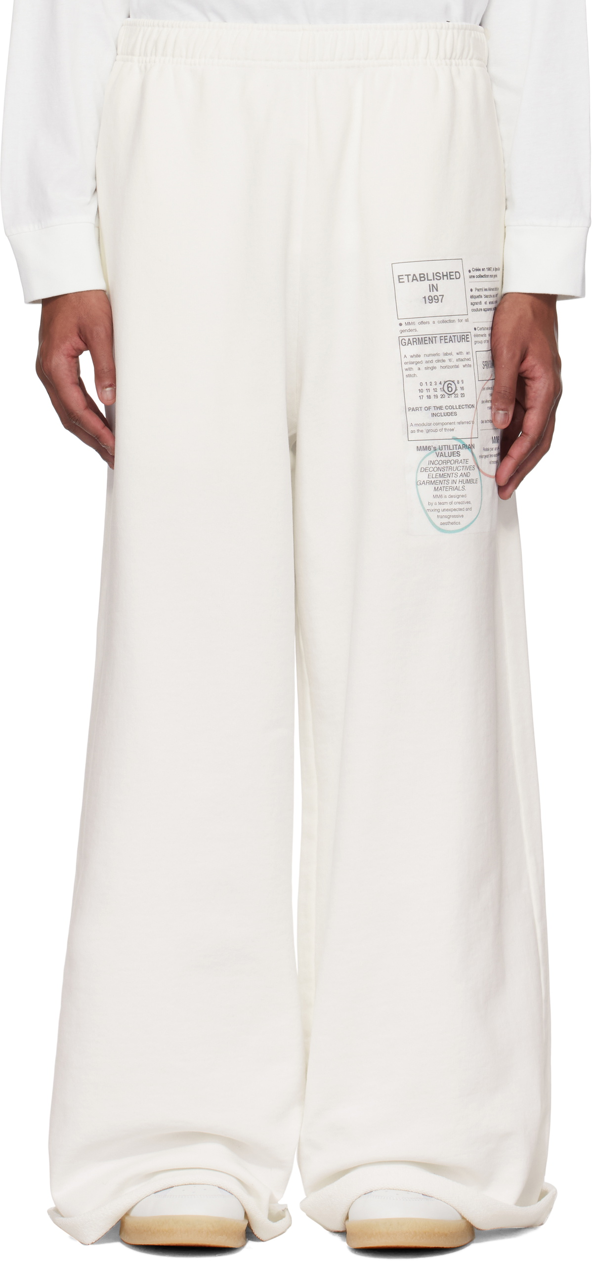 MM6 Maison Margiela White Newspaper Print Sweatpants MM6 Maison Margiela