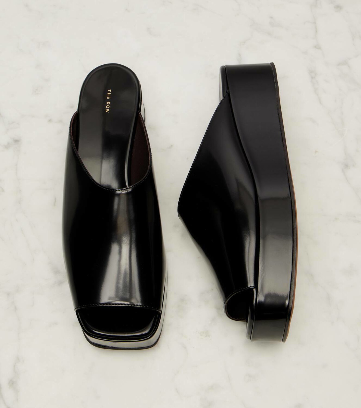 The Row Emi patent leather platform mules The Row