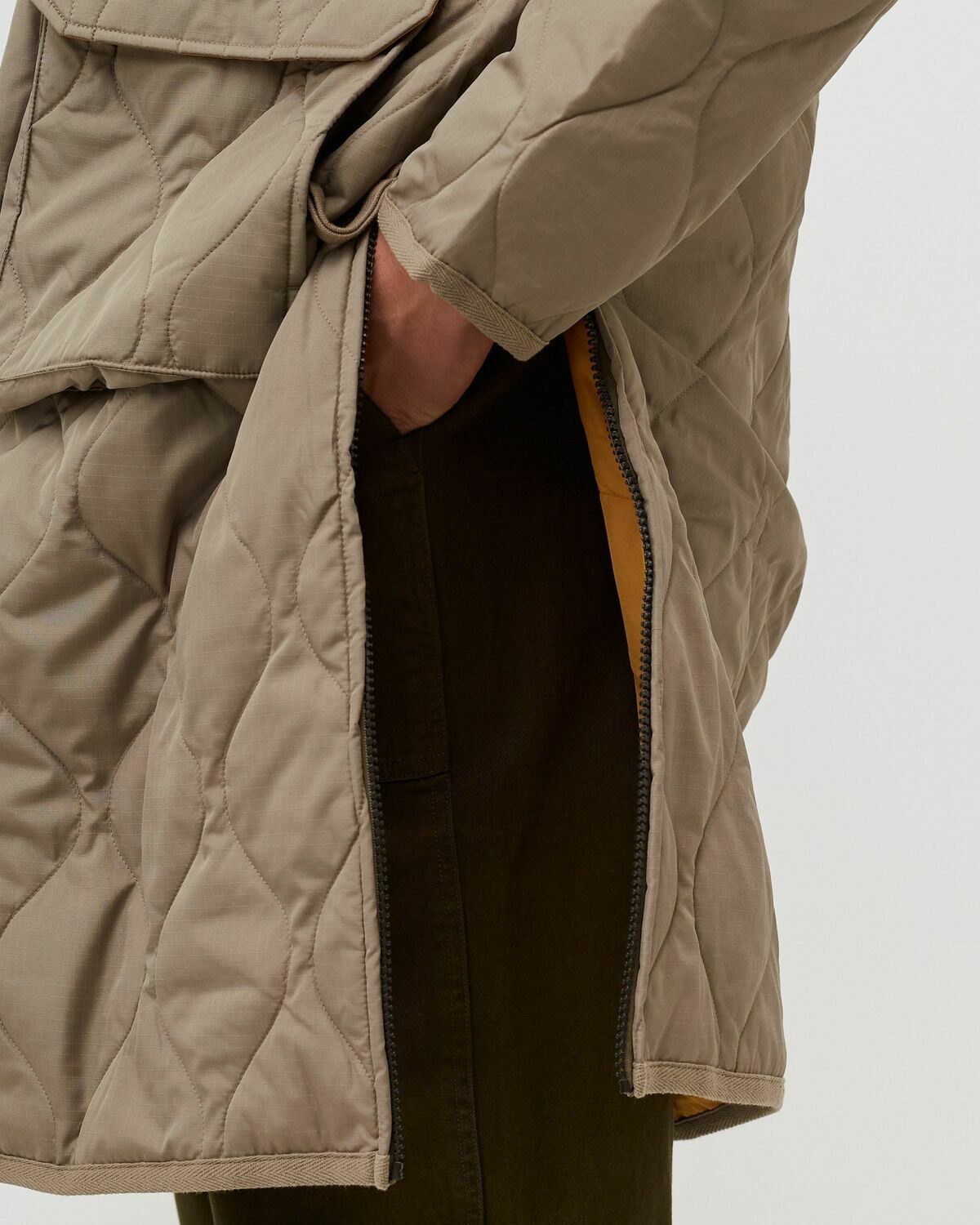 Taion Military V Neck Zip Down Co Brown - Mens - Coats Taion Extra