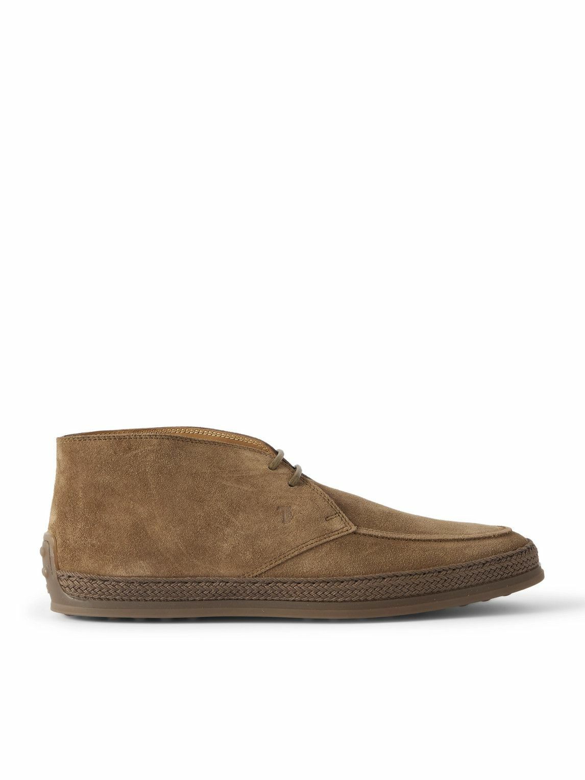 Tod's - Raffia-Trimmed Suede Desert Boots - Brown Tod's