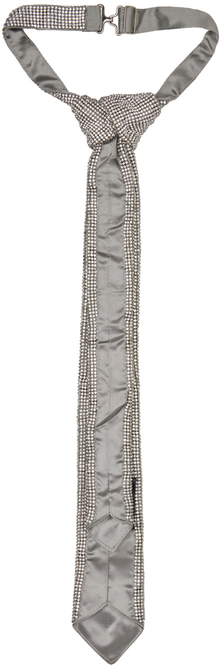 KARA Silver Crystal-Cut Tie Kara