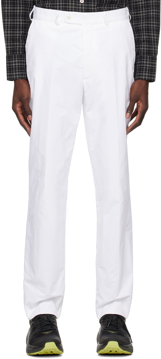 PALMER White Embroidered Trousers