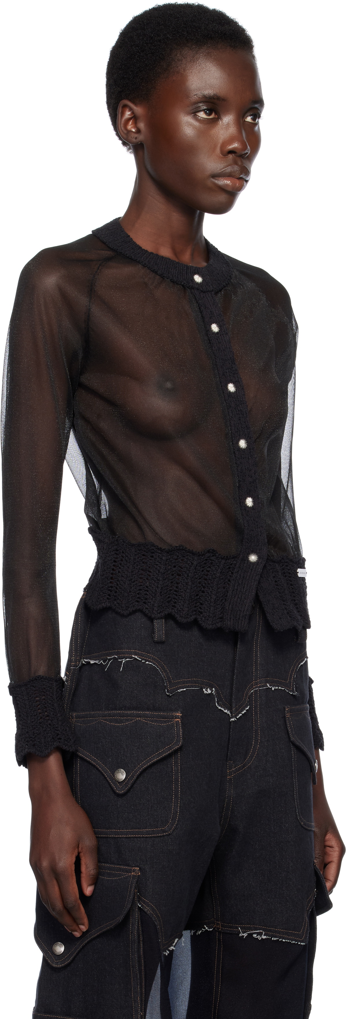 Andersson Bell Black Sheer Knit Cardigan Andersson Bell