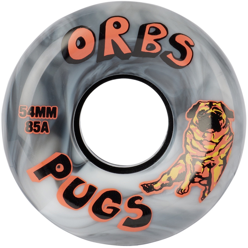 Orbs Black & White Pugs Skateboard Wheels, 54 mm