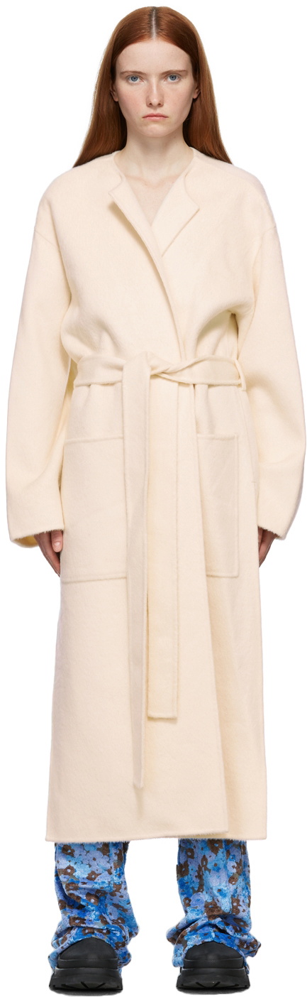 Acne Studios Off-White Textured Collarless Coat Acne Studios