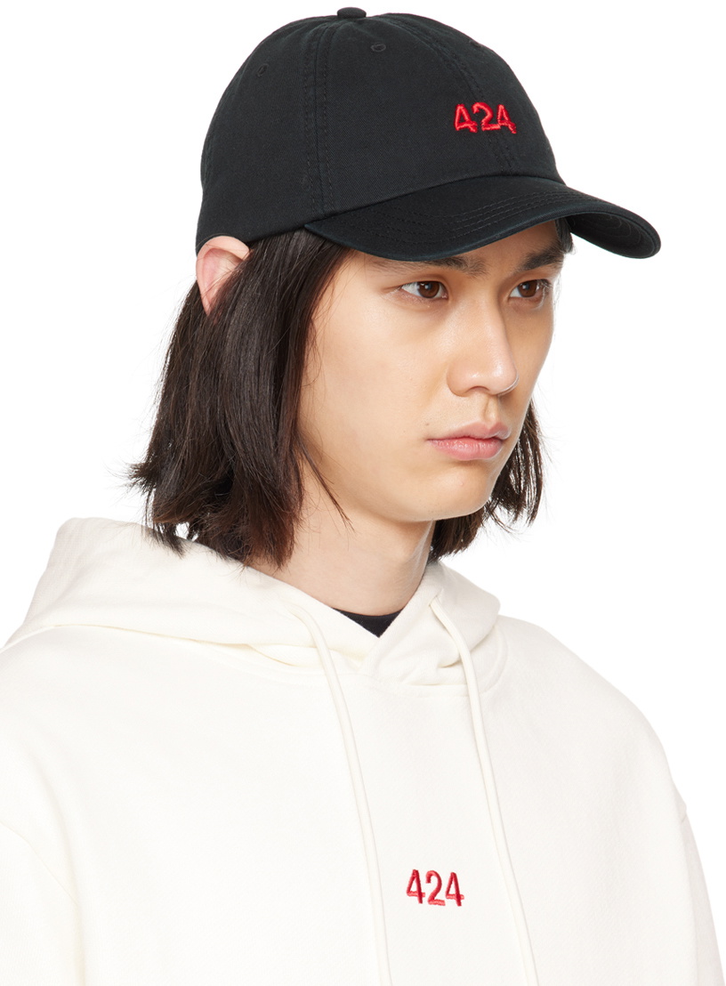 424 Black Embroidered Cap 424