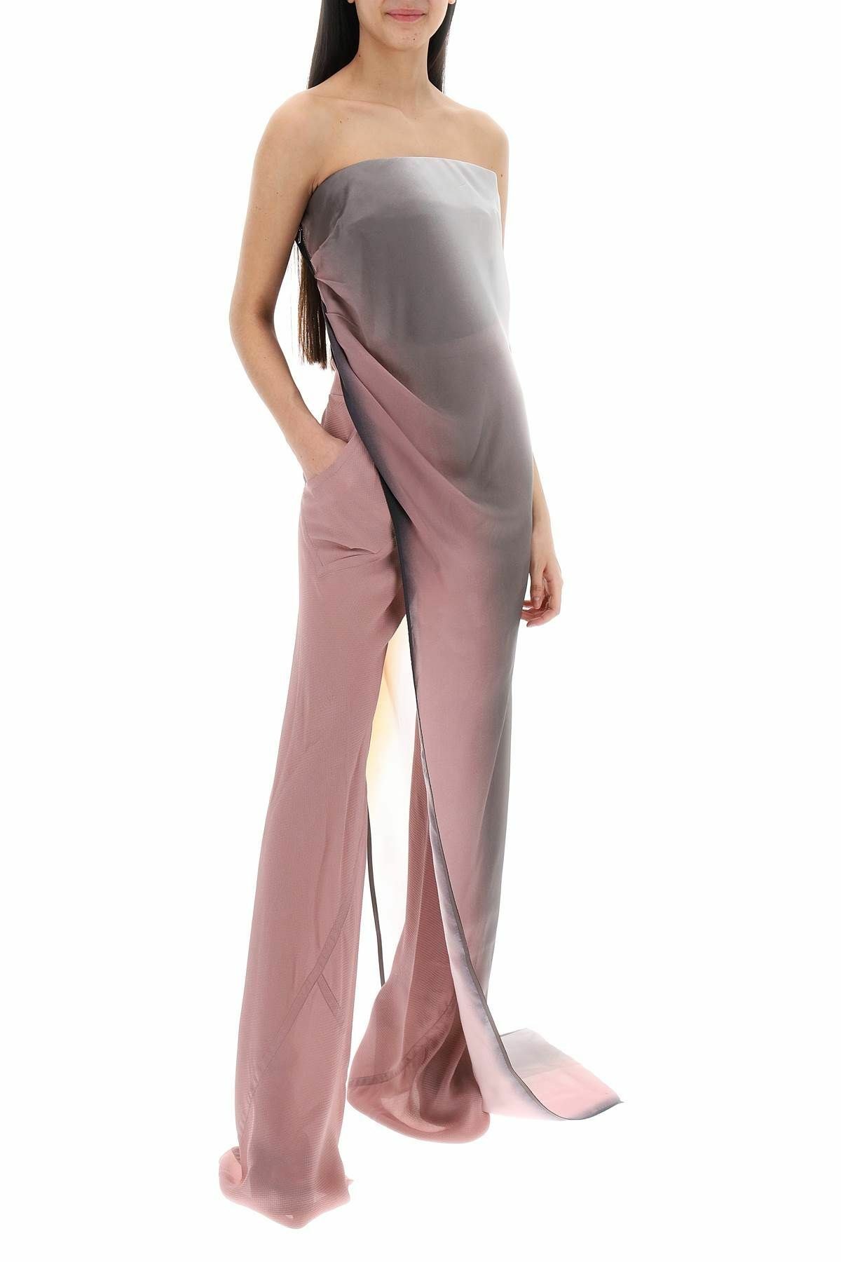 RICK OWENS long strapless top without shoulder Orange Rick Owens