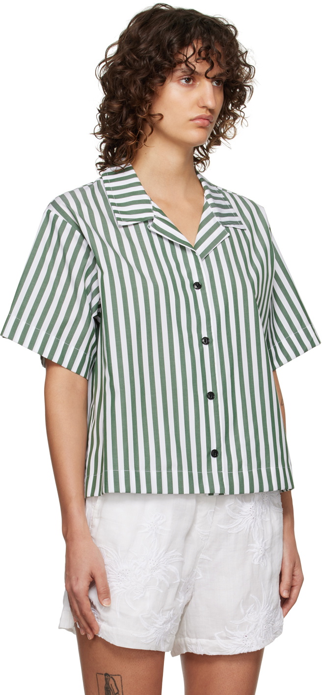 rag & bone Green & White Reed Shirt Rag and Bone