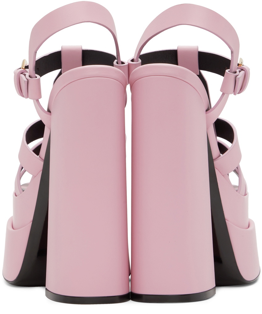 Versace Pink 'La Medusa' Platform Mary Jane Heels Versace