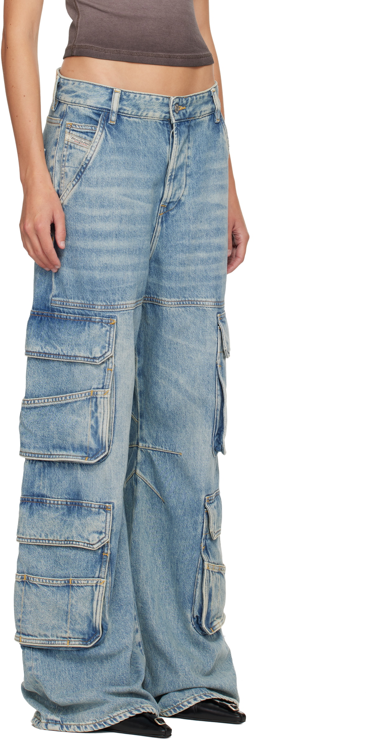 Diesel Blue Relaxed 1996 D-Sire Denim Cargo Pants Diesel