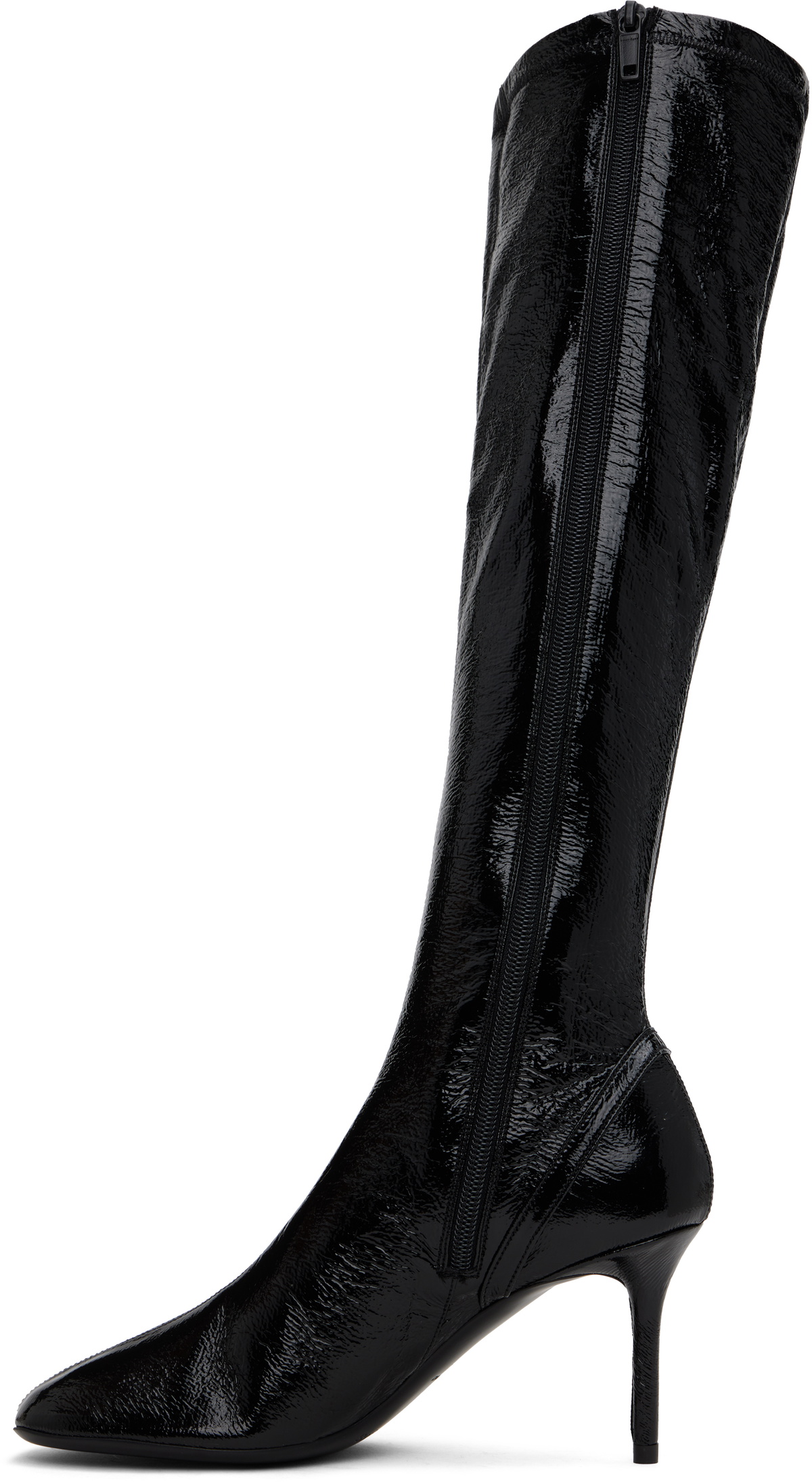 Courrèges Black Oblique Vinyl Tall Boots Courreges