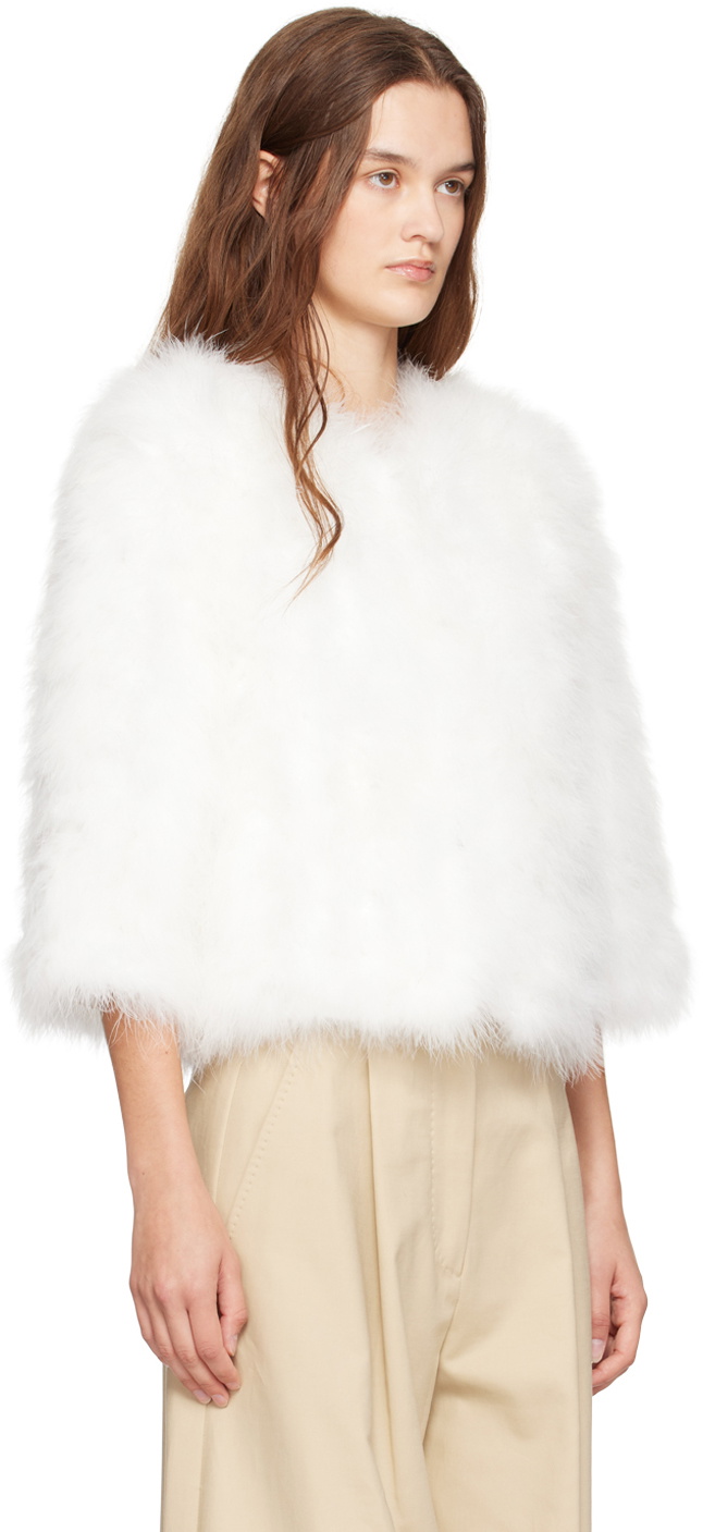 Yves Salomon White Cropped Feather Jacket Yves Salomon